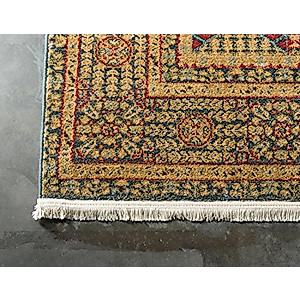 Unique Loom Palace Collection Traditional, Southwestern, Medallion, Geometric Area Rug, 9' 0" x 12' 0", Navy Blue/Tan