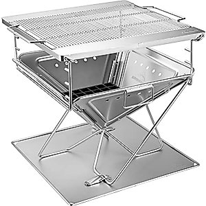 Campingmoon BBQ Grill Fire Pit Foldable Stainless Steel - Extra Large MT-055