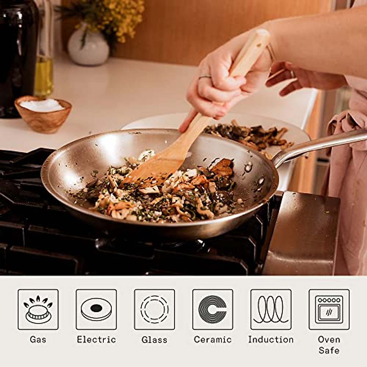 Made In Cookware - 12-Inch Stainless Steel Frying Pan - 5 Ply Stainless Clad - Professional Cookware - Crafted in Italy - Induction Compatible