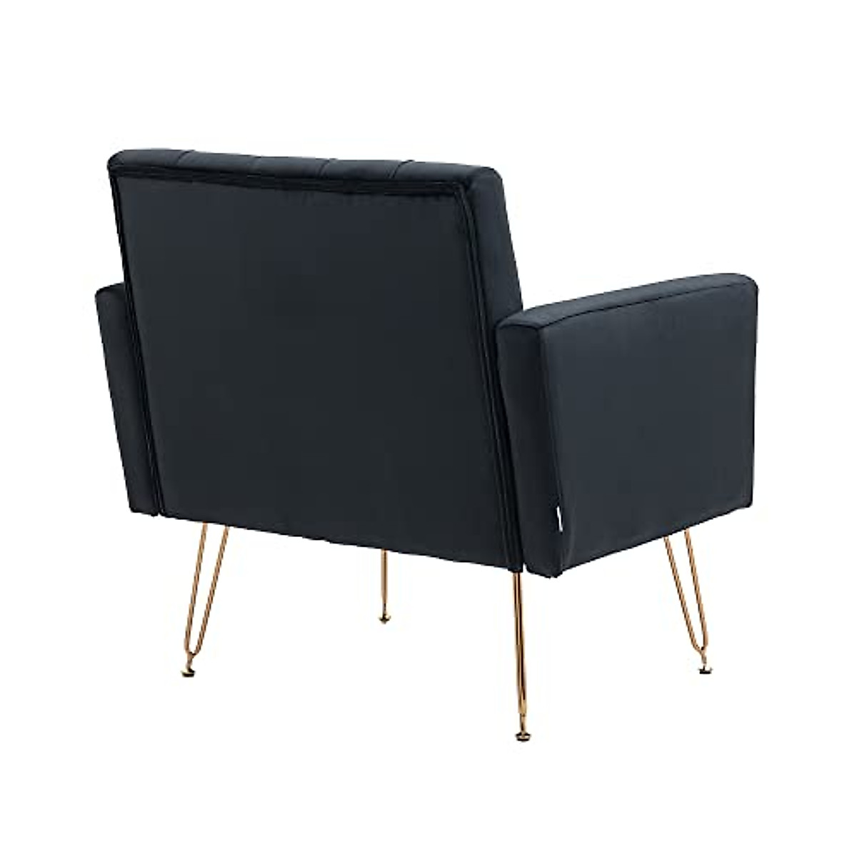 Olela Accent Chair Set of 2,Velvet Armchair Single Sofa Modern Tufted Upholstered Side Reading Chairs with Arm and Gold Metal Leg for Living Room Bedroom Club Nursery Office Decorate(2, Black)