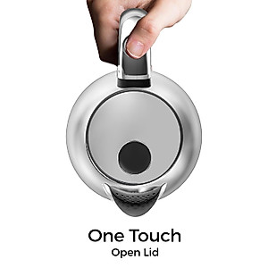 Longdeem Fast-Boil Electric Tea Kettle, 1.7L Stainless-Steel Water Heater, 1500W, Cordless Design with LED, Auto-Shutoff & Anti-Dry Protection, Silver