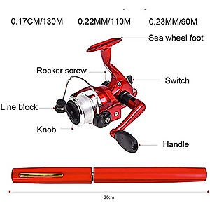 unband Pen Appearance Fishing Rod Portable Rotating Wheel Fishing Rod 1 Piece Winter Outdoor Fishing Rod Fishing Accessories,White (Color : Purple)