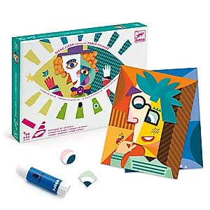 DJECO Inspired by Square Heads Sticker Craft Kit, Picasso, Multi