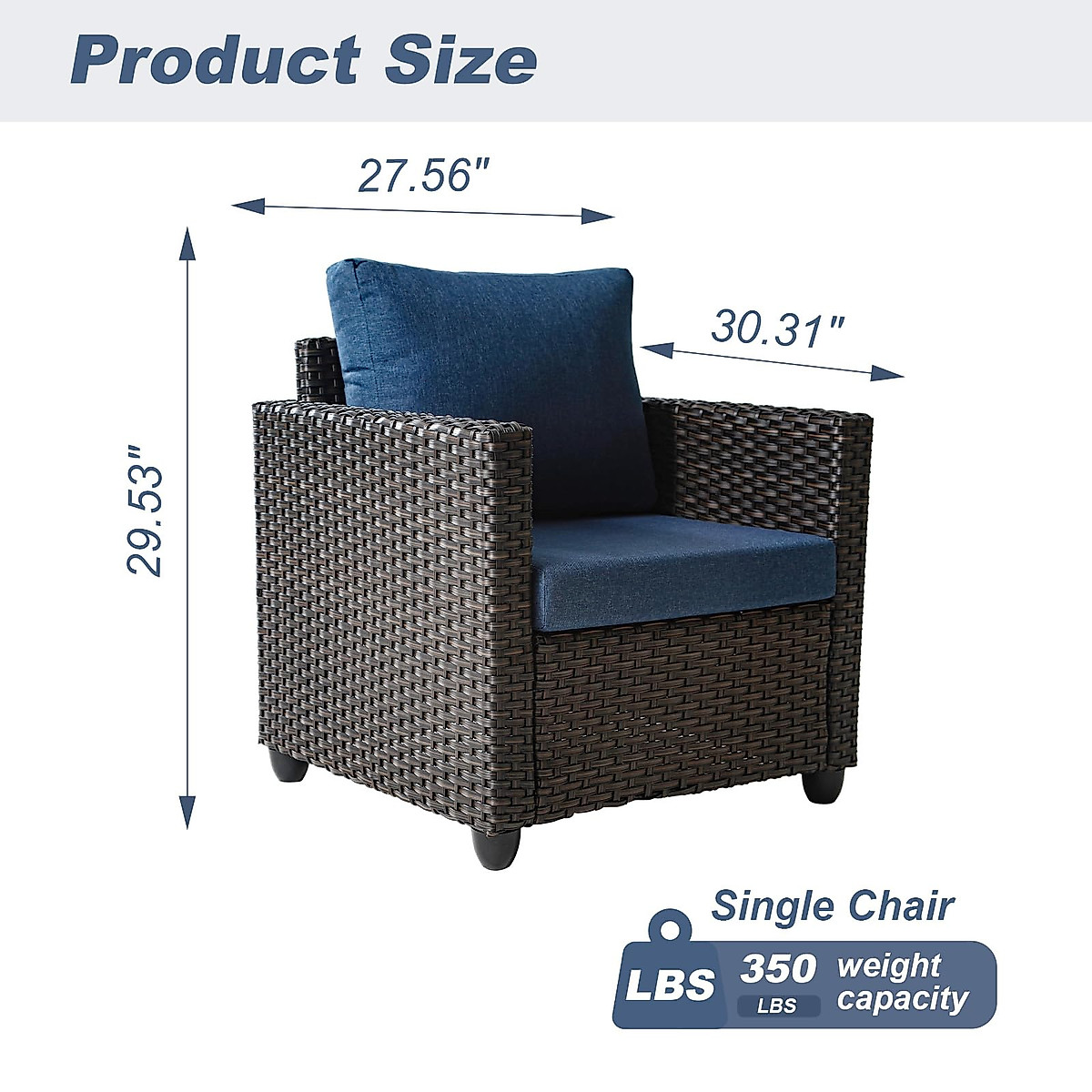 Trenlogne 2 Pieces Wicker Patio Furniture Set Outdoor Conversation Set PE Rattan for Garden Lawn Backyard Porch