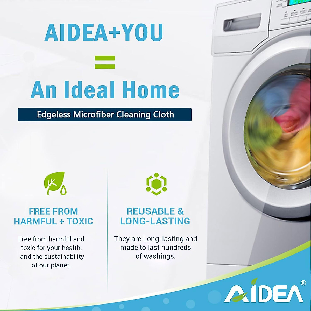 AIDEA Microfiber Cleaning Cloths-100PK, Softer and More Absorbent, Lint-Free, Wash Cloth for Home, Kitchen, Car, Window (12in.x12in.)