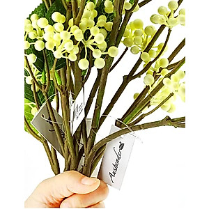 AUSBENDER DewberrySpray 5pcs Berry Spray Americana／Picks Faux Berry 30.7" Blossom Tall Plant Outdoor Floral Arrangement Decoration Berries Crafts Home Decor Holiday Wedding Parties Primitive(White)