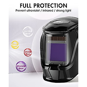 ANDELI True Color Solar Power Auto Darkening Welding Helmet 3.94"X3.2" Large Viewing Screen, 4 Arc Sensor Wide Shade 4~5/9-9/13 for TIG MIG Arc Weld Grinding Welder Mask