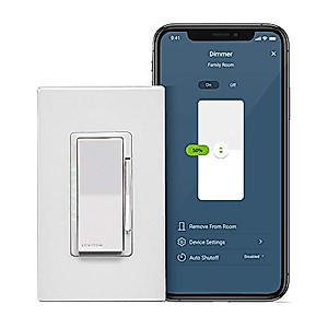 Leviton D26HD-1BW Decora Smart Wi-Fi, No Hub Required (2nd Gen) 600W Dimmer Switch, 1-PACK, White