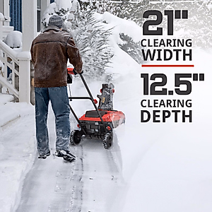 PowerSmart 21 Inch Electric Snow Blower - 120V 15 Amp, 2100 RPM, LED Light for Yard, Road