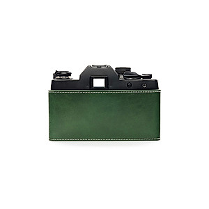 Contax RTS Case, BolinUS Handmade Genuine Real Leather Half Camera Case Bag Cover for Contax RTS/RTS II RTS2 Camera with Hand Strap (Green)