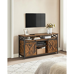 VASAGLE TV Stand for 65 Inch TV, Entertainment Center, TV Table and Console, TV Cabinet with Adjustable Shelves, Industrial Design, Rustic Brown and Black ULTV071B01