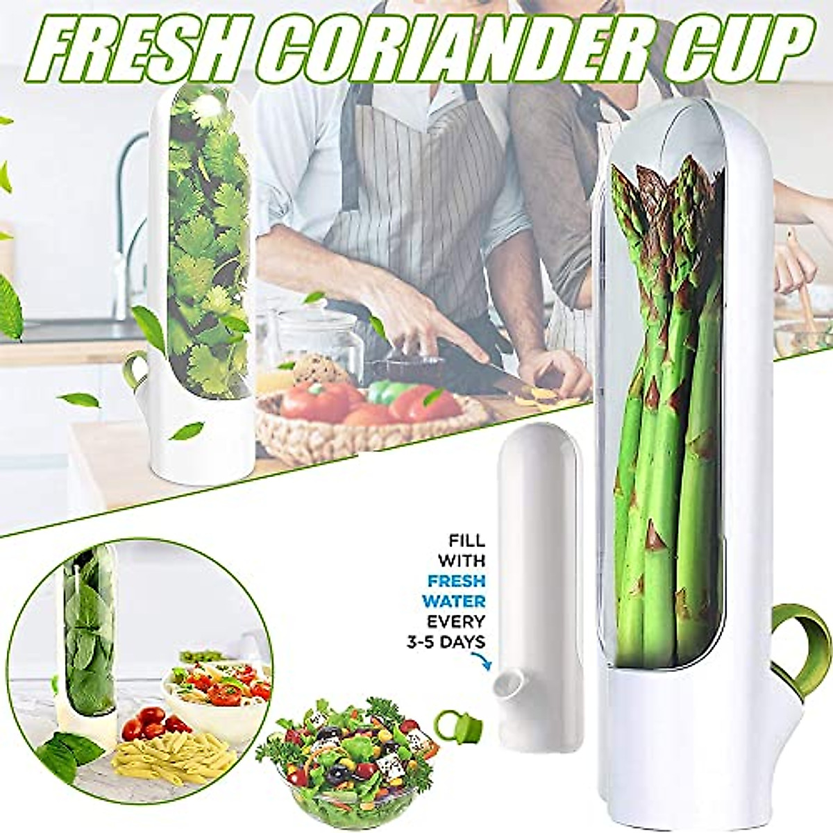 Jfxgjuv Herb Saver Best Keeper For Freshest Produce, Lasting Refrigerator Herb Keeper, Containers, Clear Herb Savor Pod, Herb Storage Container For Cilantro, Mint, Asparagus (set of 3)