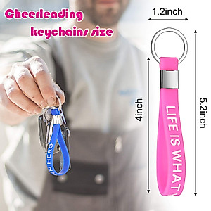 30 Pcs Inspirational Quote Keychains Motivational keychains Bulk Silicone Rubber Key Rings Motivational Bracelet Key Chains with Inspirational Messages for Women Men Thank You Gifts (Bright Colors)