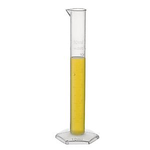 uxcell Plastic Graduated Cylinder, 10ml Measuring Cylinder, Science Test Tube Beakers, Single Metric Scale, Clear Hex Base Flask for Lab Home 3pcs