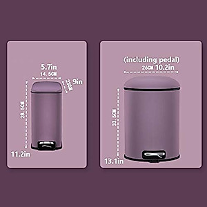 NENYAO Indoor Garbage Cans Outdoor Stainless Steel Foot-Operated Fog Purple Trash Can with Lid,Blocking Smell,Waste Paper Basket,for Hotel/Home/Bedroom/Kitchen,Etc. Trash Cans for Kitchen Bedroom