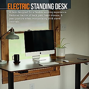 SuperHandy Standing Desk Adjustable Height (63'' x 30'') w/Wireless Charging, USB-C & AC Outlets, 3 Memory Presets - Large Electric Sit-Stand Adjustable Height up to 49'' - Rustic Wood