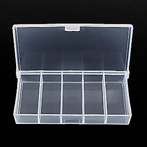 OriGlam 9.5cm / 3.74inch 5 Grids Clear Plastic Organizer Box Storage Container Box, Storage Clear Jewelry Box, Plastic Bead Storage Container Organizer Box