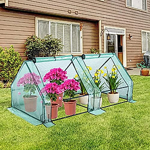 Funny Sunny Portable Mini Greenhouse, Outdoor Garden Greenhouse with Roll Up Door & Double Zipper, Waterproof & UV Protected Plastic Greenhouse for Indoor Outdoor Patio Backyard Nursery Vegetable