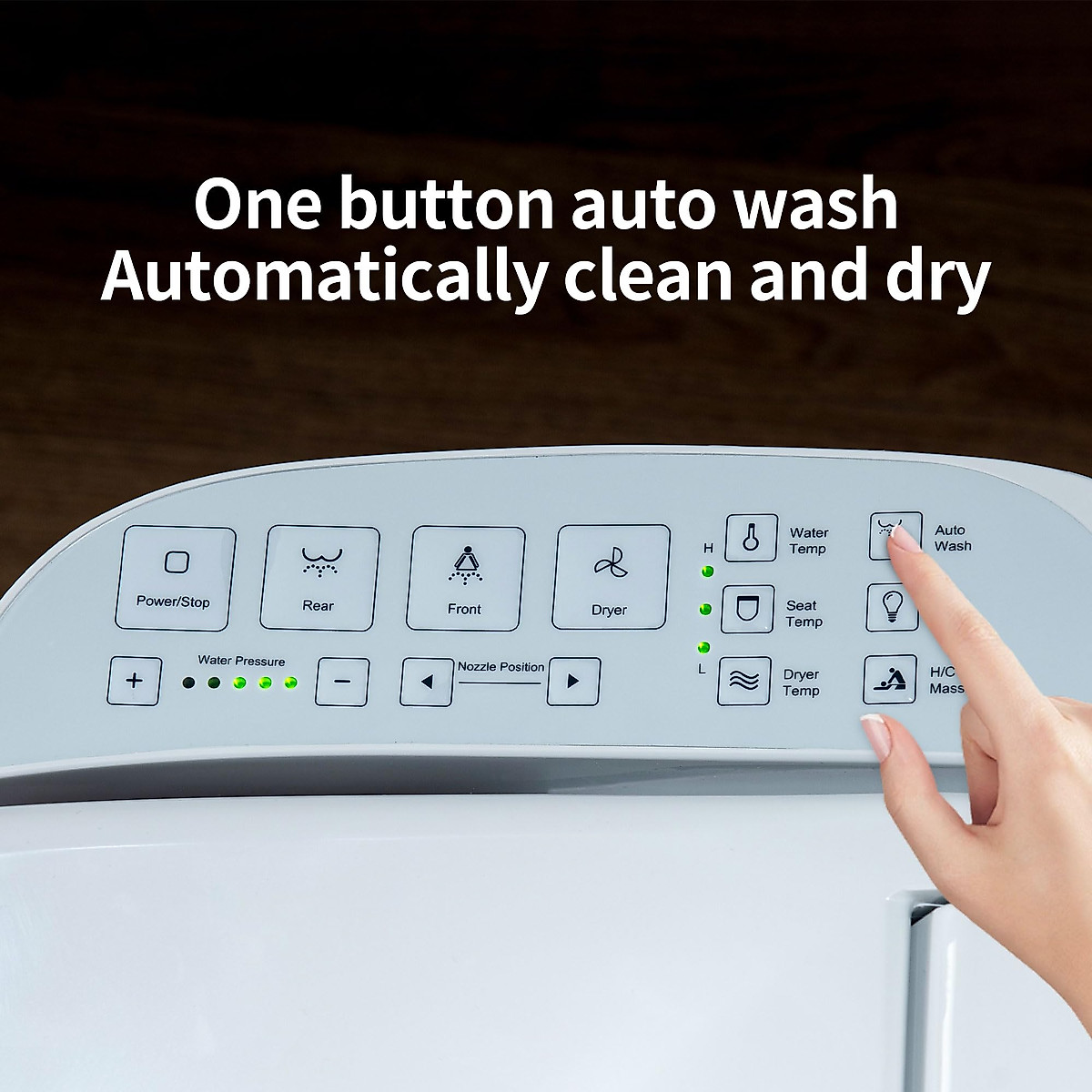 Casta Diva Electric Bidet Seat with Side Panel, Heated Toilet Seat with Bidet, Warm Water, Air Dryer, Nightlight, Fits Elongated Toilets (Elongated with Panel)