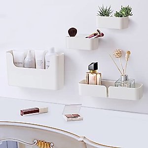 Poeland Floating Shelf Wall Mounted Non-Drilling Adhesive Bathroom Organizer Ledge Shelf for Home Decor/Kitchen/Bathroom Storage