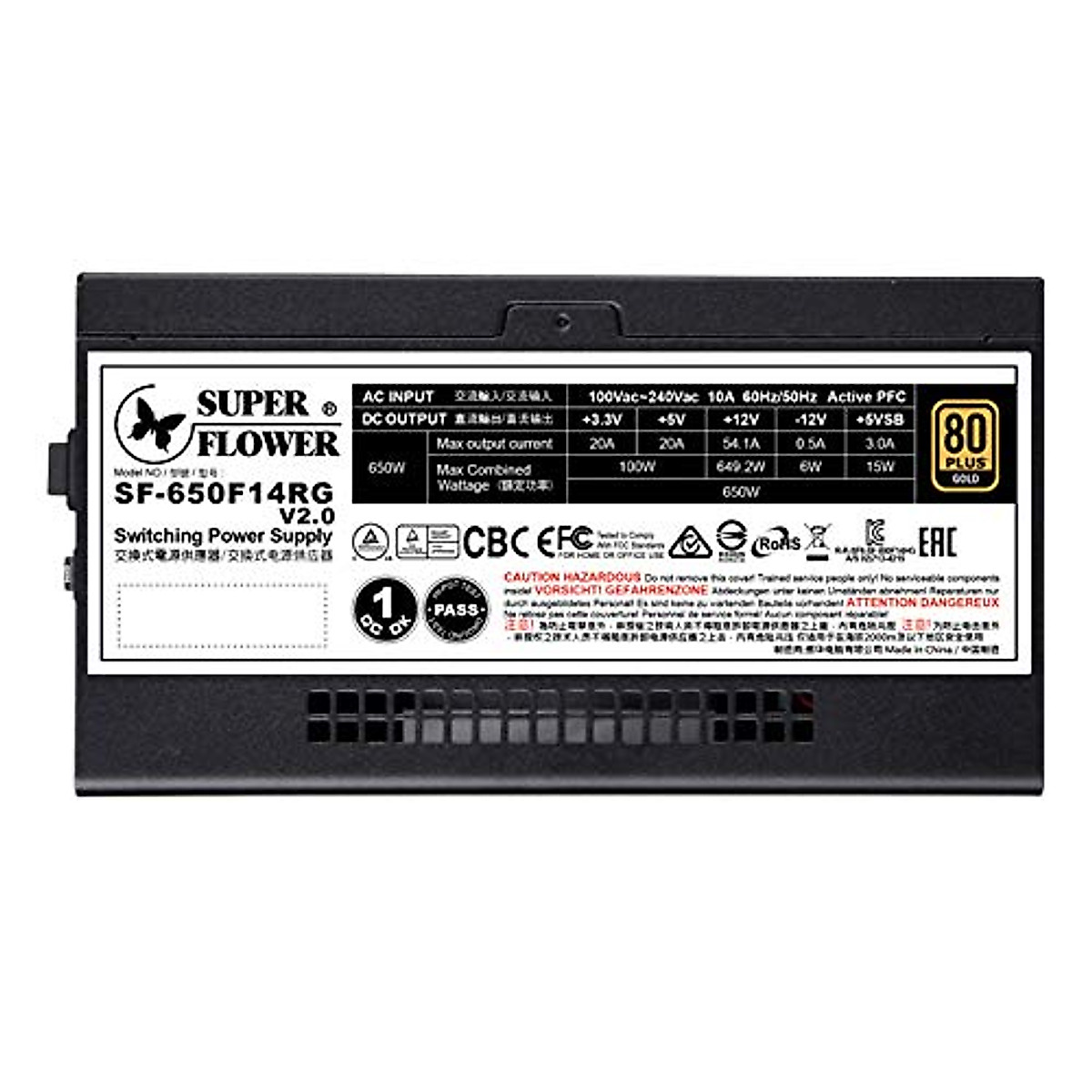 Super Flower Leadex III Gold ARGB PRO 650W 80+ Gold, Patented Universal 9Pin Super Connector, ECO Fanless & Silent Mode, Full Modular Power Supply, Fluid Dynamic Bearing Fan,SF-650F14RG V2.0