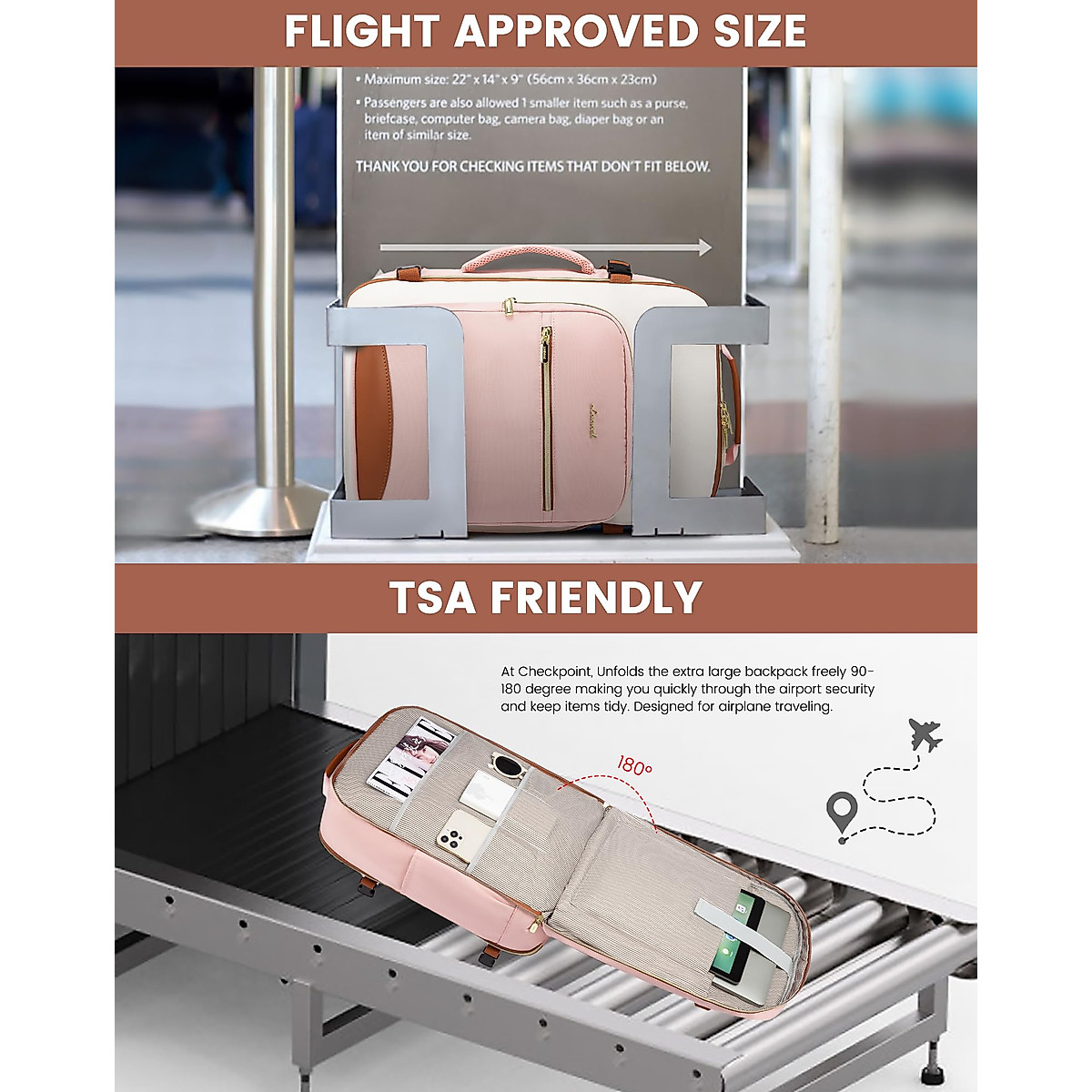 LOVEVOOK Large Travel Backpack for Women & Men, 40L Carry on Backpack for Airplanes, TSA Personal Item Travel Bag fits 17" Laptop, Waterproof Travel Essentials Airline Approved with 3 Packing Cubes