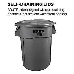 Rubbermaid Commercial Products BRUTE Heavy-Duty Trash/Garbage Can Lid, White, Compatible with 55-Gallon BRUTE Container, Pack of 3