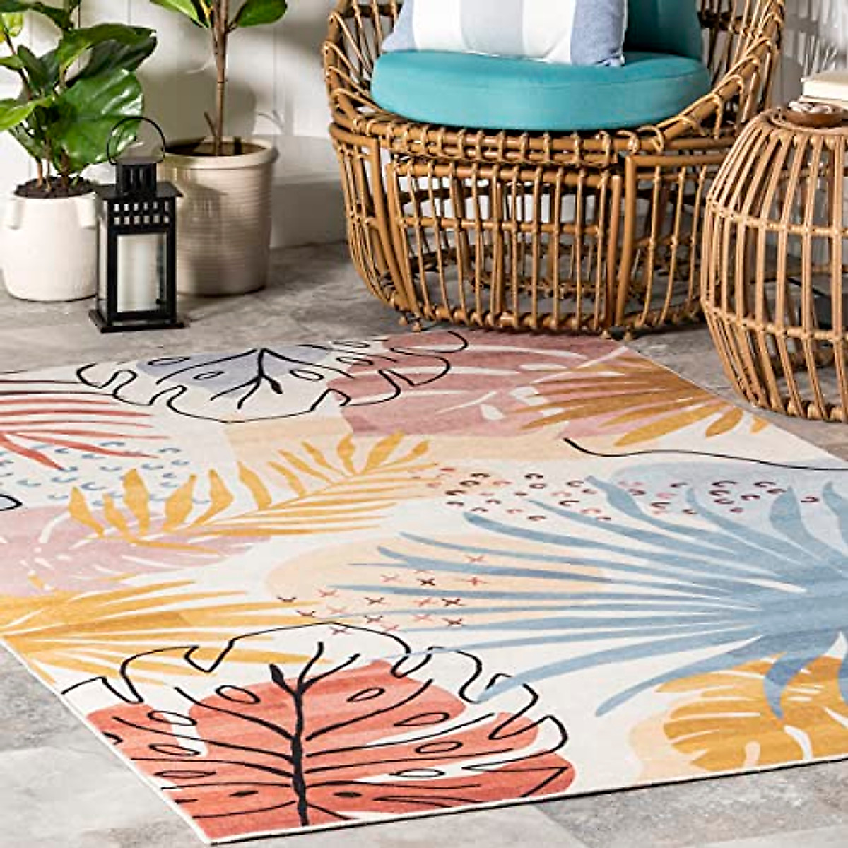 nuLOOM Ally Nautical Machine Washable Indoor/Outdoor Area Rug, 8' x 10', Multicolor