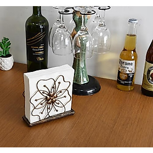 OwlGift Flower Style Napkin Holder, Freestanding Tissue Dispenser, Dining Table Napkin Storage for Home Kitchen Restaurant Picnic Party Wedding Housewarming – Bronze