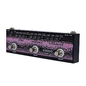 Koogo Multi Guitar Effect Pedal Echo & Ensemble & Overdrive 3-in-1 Analog Effects Pedals For Electric Guitar
