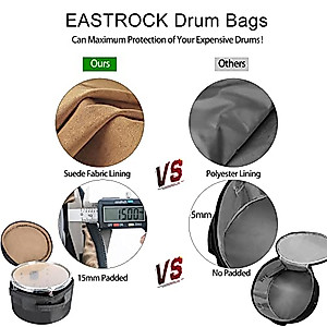 EASTROCK 5-Piece Drum Bag Set for 12" Tom, 10" Tom, 14" Snare, 16" Floor Tom, 22" Bass Drum, Drum Cases (5pc Fusion Set)