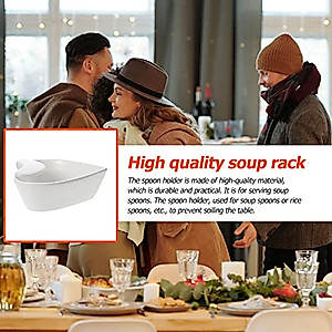 Angoily Cooking Utensil Holder Ceramic Spoon Rest Heart Shape Kitchen Tableware Spatula Holder Soup Spoon Rest Utensil Cutlery Stand (White) Shelving Brackets