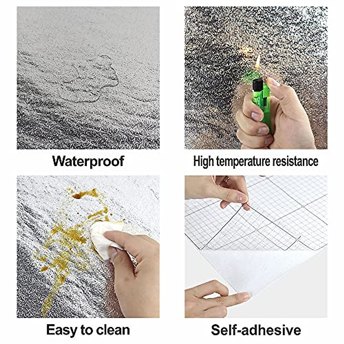4PCS Kitchen Oil Proof Backsplash Wallpaper Peel and Stick Aluminum Foil Contact Paper Self Adhesive Water Proof Heat Resistant Wall Sticker for Countertop Cabinet Drawer Liner Shelf Liner(472 Inch)