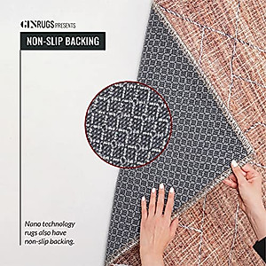 GLN Rugs Traditional Collection - Machine Washable Area Rug, Traditional Washable Rug, Non Slip Washable Rug, Low Pile Chenille Living Room Rug, Bedroom Rug, Kitchen Rug (2'6"x7' Burnt Orange Rug)