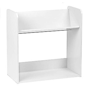 IRIS USA 2-Shelf Angled Bookshelf for Children, Short Inward Slant Bookcase Furniture for Kids Room Playroom Nursery to Safely Store and Organize Books Games Toys and Small Items, White