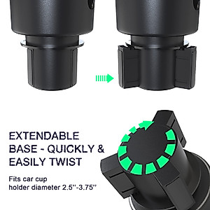 SEVEN SPARTA Car Cup holder Expander&Tray for Compatible with Yeti 20/26/30 oz, Hydro Flasks 32/40 oz, Nalgenes 30/32/38/48 oz, Camelbak 32/40 oz, Large Bottles in 3.4''-3.7'' Diameter.