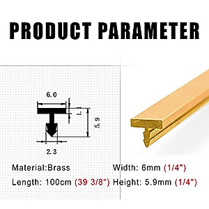 ROYUMI Transition Strip T-Shaped Brass Threshold Transition Strip, Scratch-Resistant Flooring Transition Strips, Carpet to Tile Wood to Laminate, Flat Divider Strip (Size : 6mm)