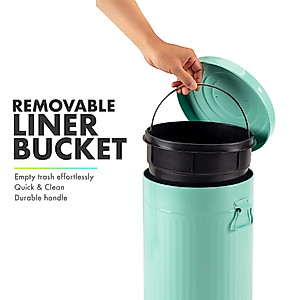 Mint Green Trash Can with Lid, Turquoise Bathroom Bedroom Waste Basket Soft Close, Small Teal Garbage Can, Retro Vintage Home Office Trash Can, 12 Liter/3 Gallon, Glossy Mint Green
