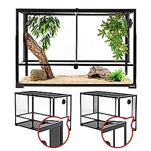 REPTI ZOO 67 Gallon Reptile Terrarium Reptile Large Glass Tank 2 in 1 Side TOP Screens Crested Gecko Tank Double Hinge Door Tortoise Tank Reptile Terrarium Lizard Tank Tree Frog Terrarium