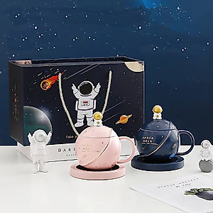 Portable Beverage Warmer Insulation Pad Mug Warmer Constant Temperature Mug Heating Pad Gravity Induction for Tea Tea Coffee Milk Glass Cup (Planet Space Dark Blue)