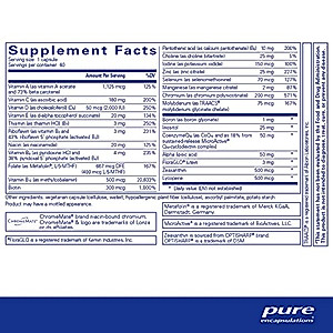 Pure Encapsulations O.N.E. Multivitamin | Once Daily Multivitamin with Antioxidant Complex Metafolin, CoQ10, and Lutein to Support Vision, Cognitive Function, and Cellular Health* | 60 Capsules