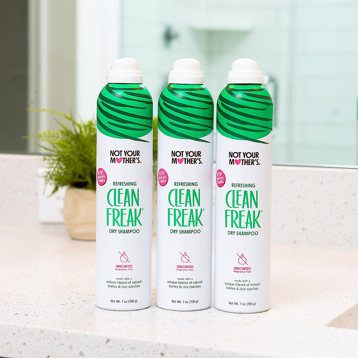 Not Your Mother's Clean Freak Unscented Dry Shampoo (3-Pack) - 7 oz - Dry Shampoo Instantly Absorbs Oil - Hair Essentials for All Hair Types (7 Ounce (Pack of 3))