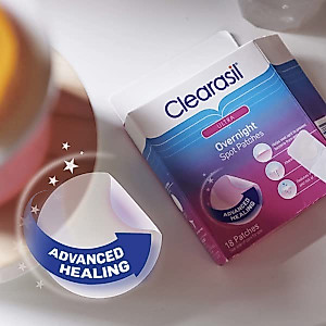 Clearasil Stubborn Acne Overnight Spot Pimple Patches, 18 Count (Pack of 6)