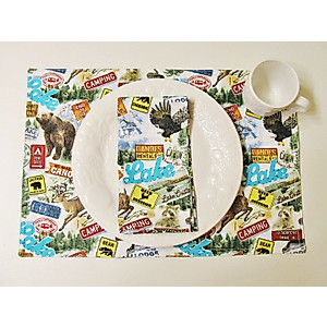 Mountain Adventures Tea Towels (Set of 2) Made in the USA Wildlife Outdoor Theme Cabin RV Print