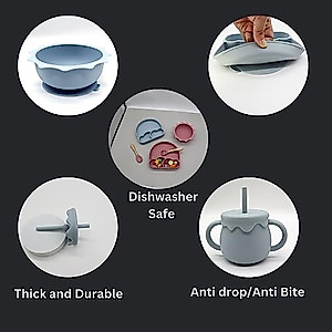 Luxekids Silicone Baby Feeding Set - Silicone Baby Led Weaning Supplies - Baby Bowls and Spoons First Stage - Utensils for Toddler - Dinnerware Dish Set for Eating Solid Food - 8 Piece Set (Dark Pink)