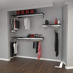 Arrange A Space RCLBY Premium Two 88" and One 32" Shelf/Hang Rod Kits Espresso Closet System, 120"