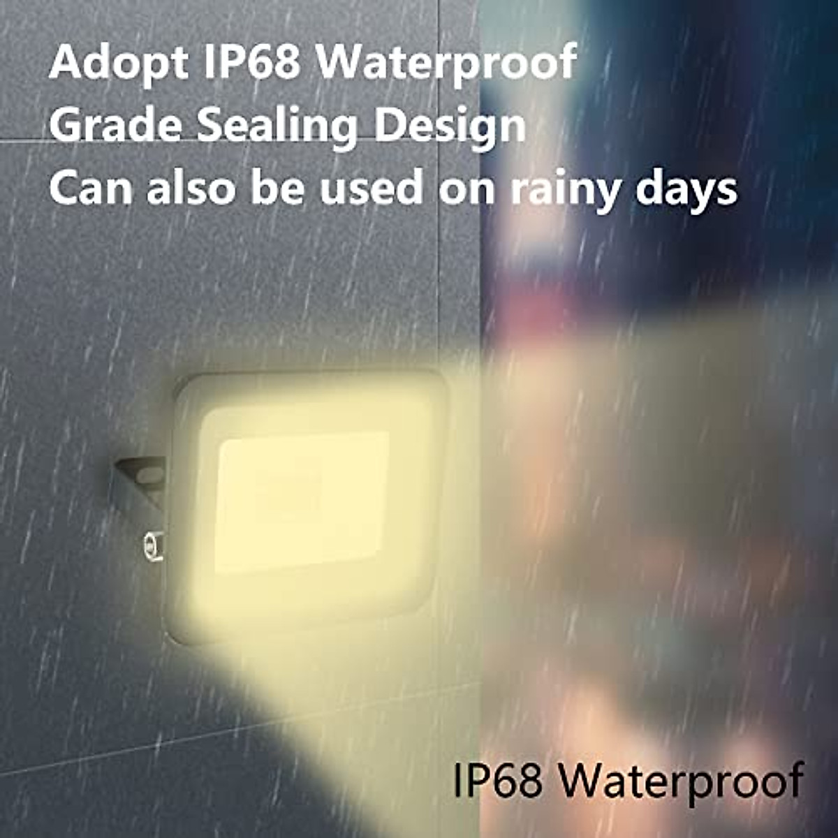 MIWAT 2Pack 20W LED Flood Light with 5FT Cord, Plug in Safety Lights for Flag, Garden, Indoor and Doorway (Black Shell, Warm White)