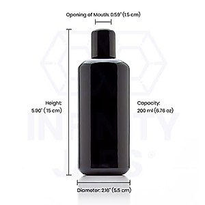 Infinity Jars 200 ml (6.7 fl oz) Black Ultraviolet Glass Easy Pour Screw Top Bottle