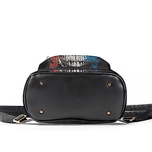 Snilety Brown Leopard Design Leather Daypack Casual Daily Use,PU Leather Shoulder Bag Portable Backpack for Boys Girls Teenager Large Capacity Bookbag with Adjustable Straps Bags