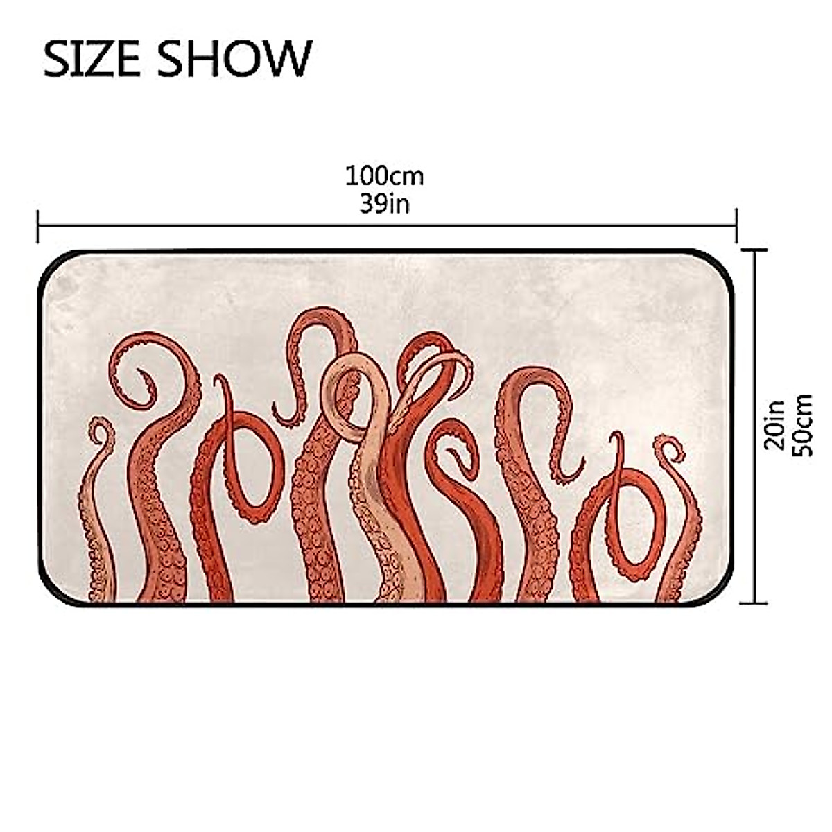 SLHKPNS Kitchen Mat Red Octopus Tentacles Non-Slip Kitchen Rugs Comfort Runner Doormat 39x20 Inch Soft Floor Mat for Home Decor